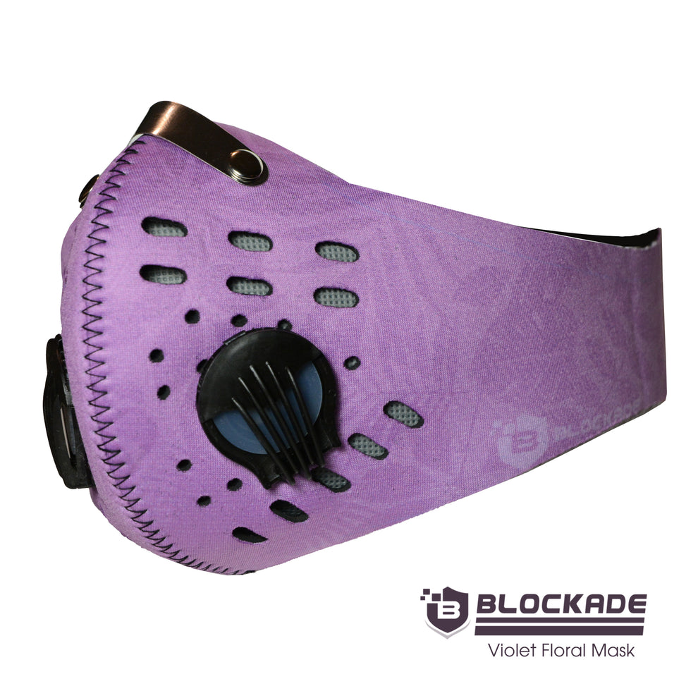 Blockade Violet Floral Neoprene Face Mask with Filter - Free Shipping ...