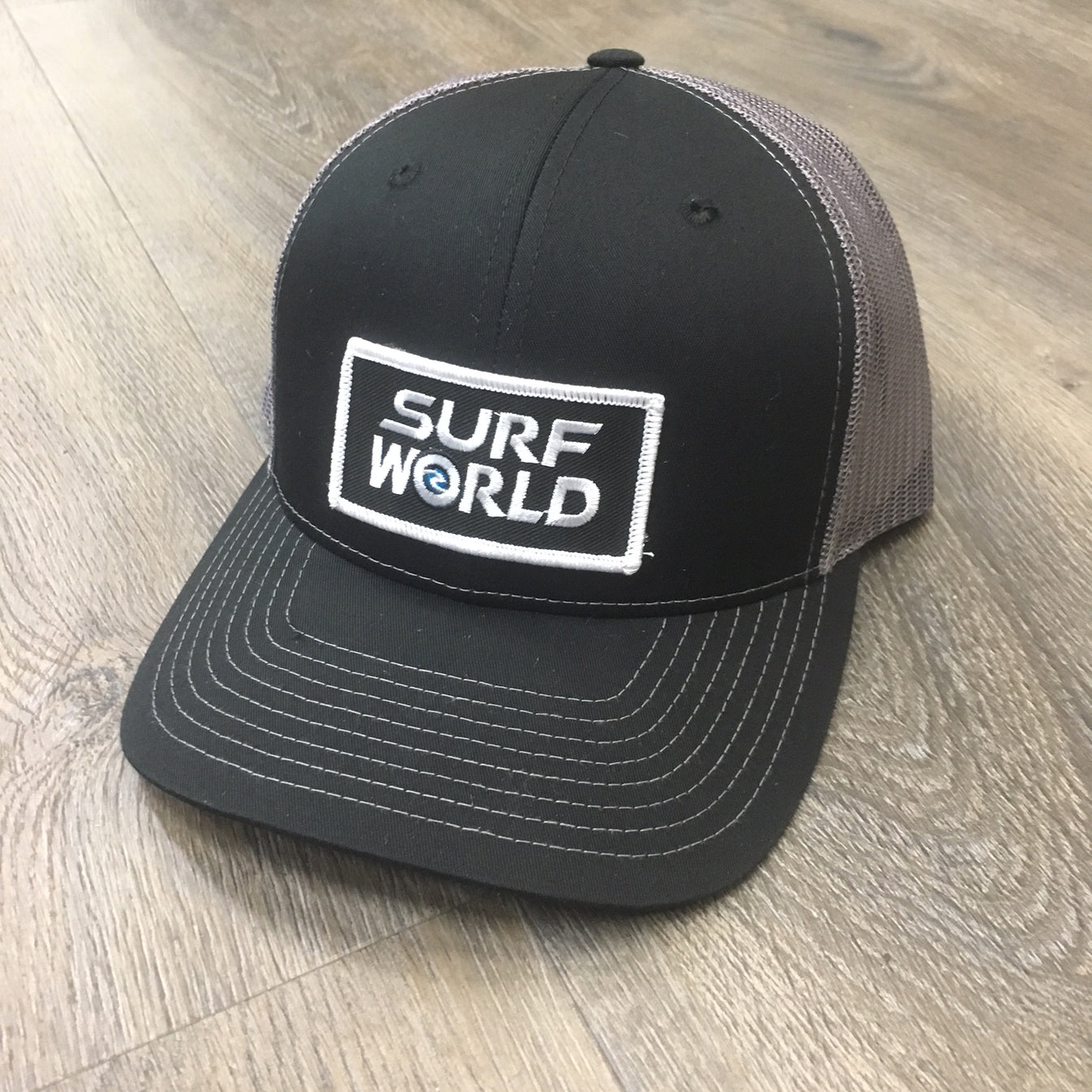 Surf World Logo Patch Trucker Hat - Black Grey - 2 Tone Blue - Navy Gr ...