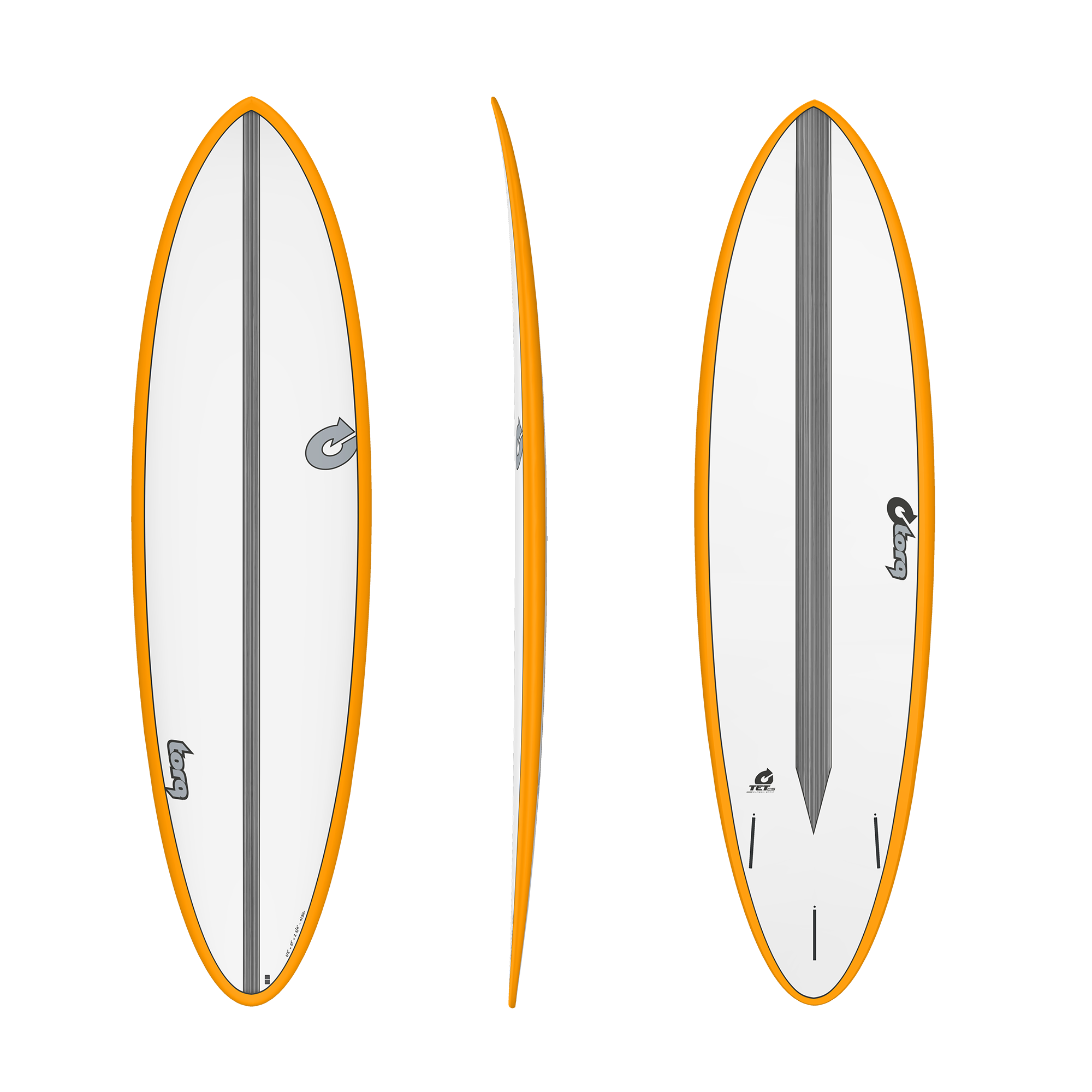 Torq 6'8" Tet Carbon Stripe Funboard - White Orange Rail – SURF WORLD ...