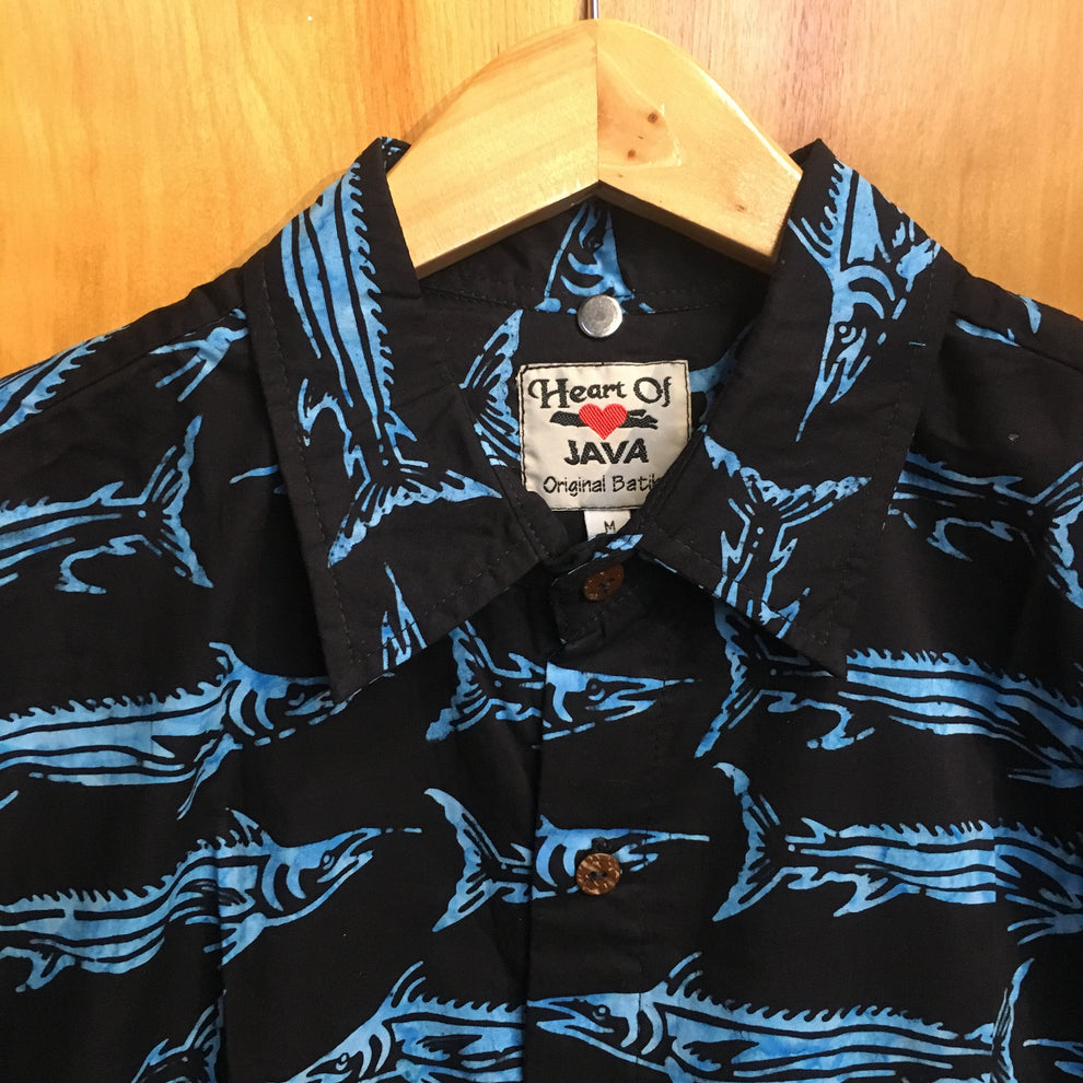 Heart of Java Batik Men's Shirts - Whaoo Black - Tribal Blue – SURF ...
